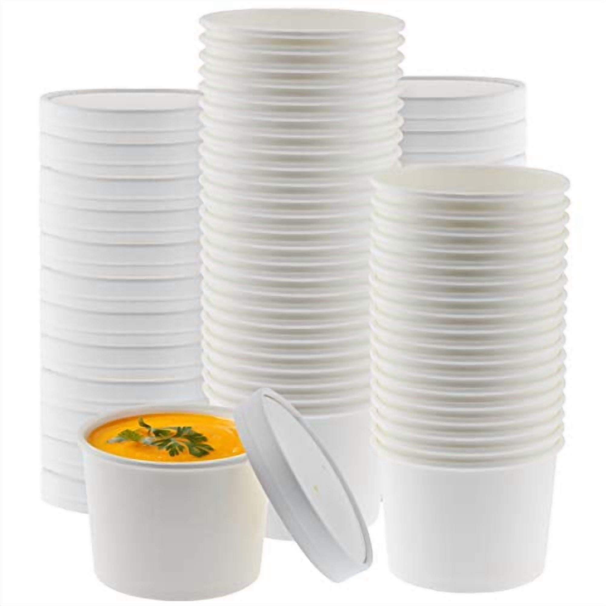 NYHI Kraft 50 Pack 16 oz White Paper Bowls Soup Storage Containers With ...