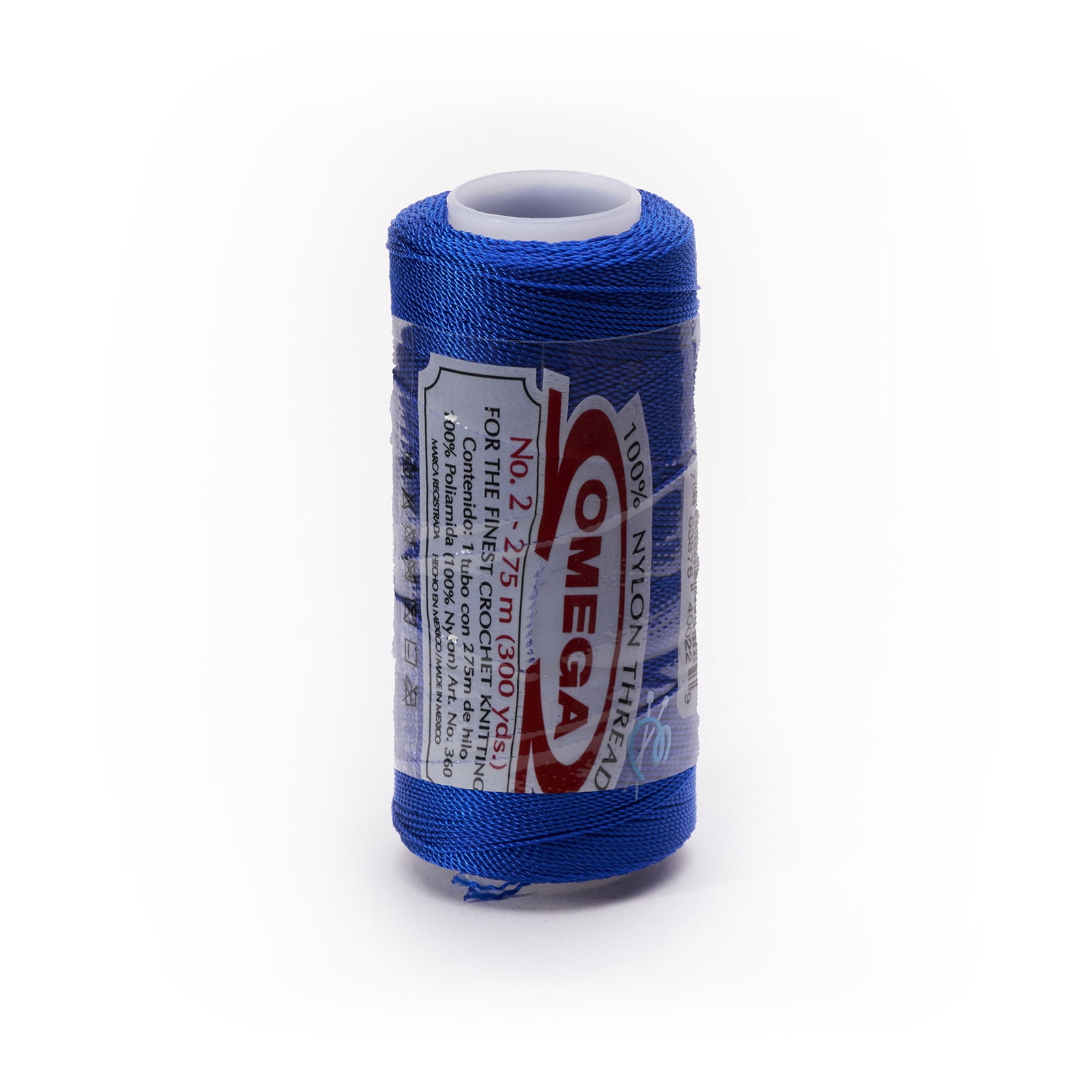 OMEGA Nylon Cord for Crochet and Crafts, No.2 Super Fine, Royal Blue ...