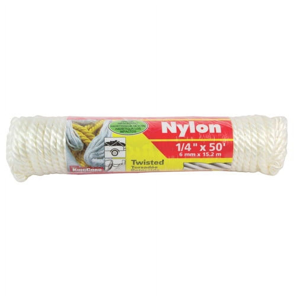 NYLON TWISTED ROPE, WHITE, 1/4 IN. X 50 FT. per 3 Each - Walmart.com