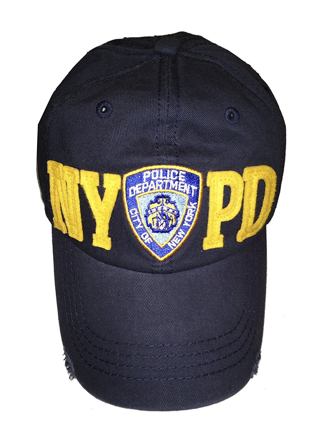 NYPD Baseball Hat New York Police Department Big Gold Distressed Navy ...