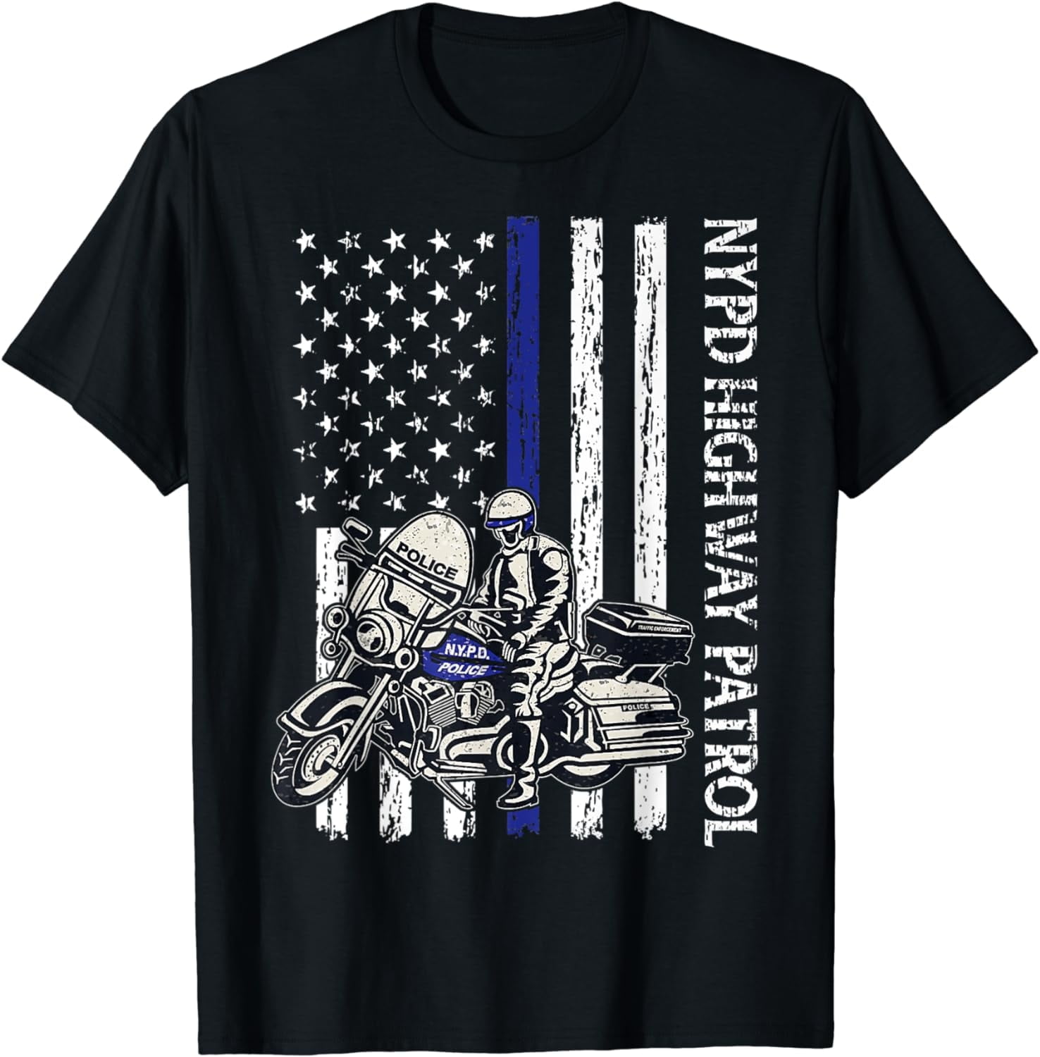 NYPD Highway Patrol Police Officer Law Enforcement US Flag T-Shirt ...