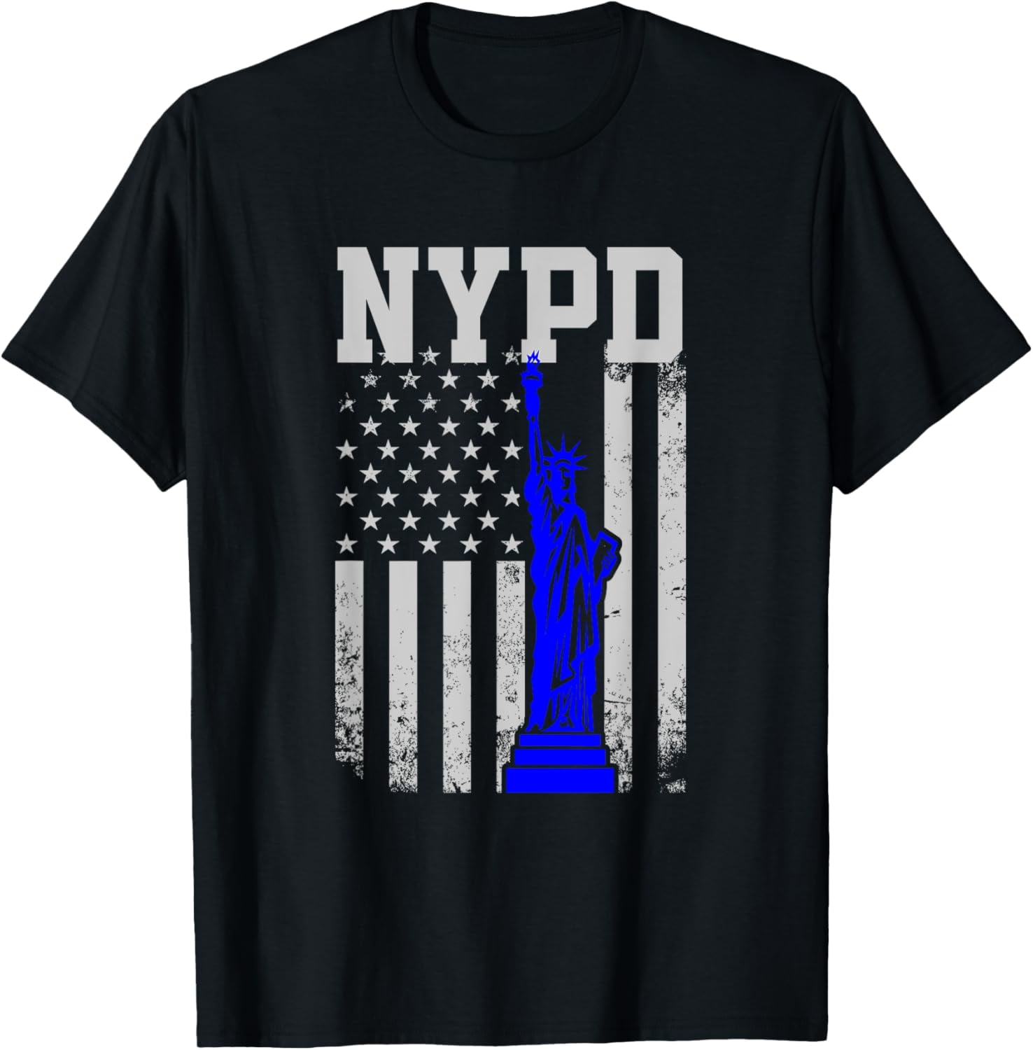 NYPD New York Police Department Statue Of Liberty Distressed T-Shirt ...
