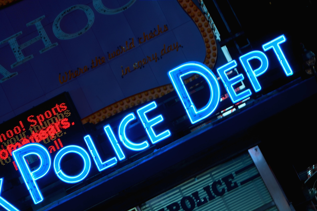 NYPD Police Dept Midtown Times Square Precinct New York City Neon Photo ...