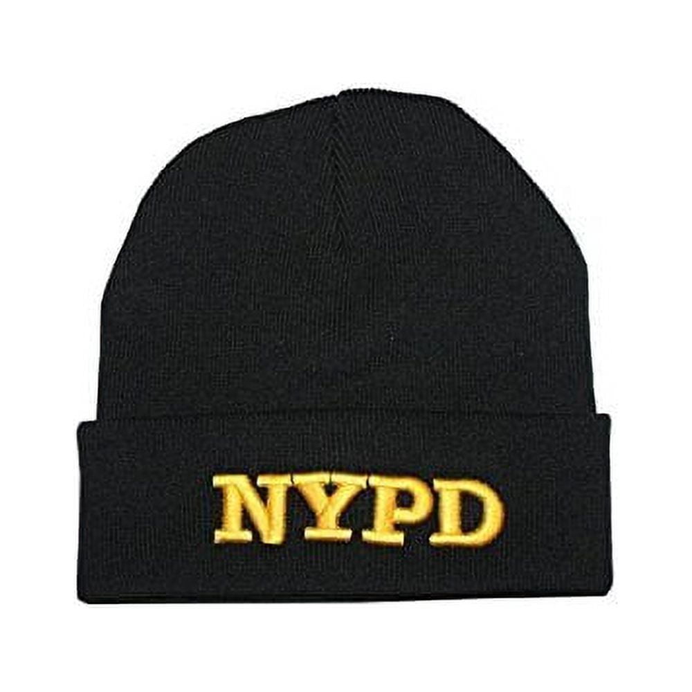 NYPD Winter Hat Police Badge New York Police Department Black & Gold ...