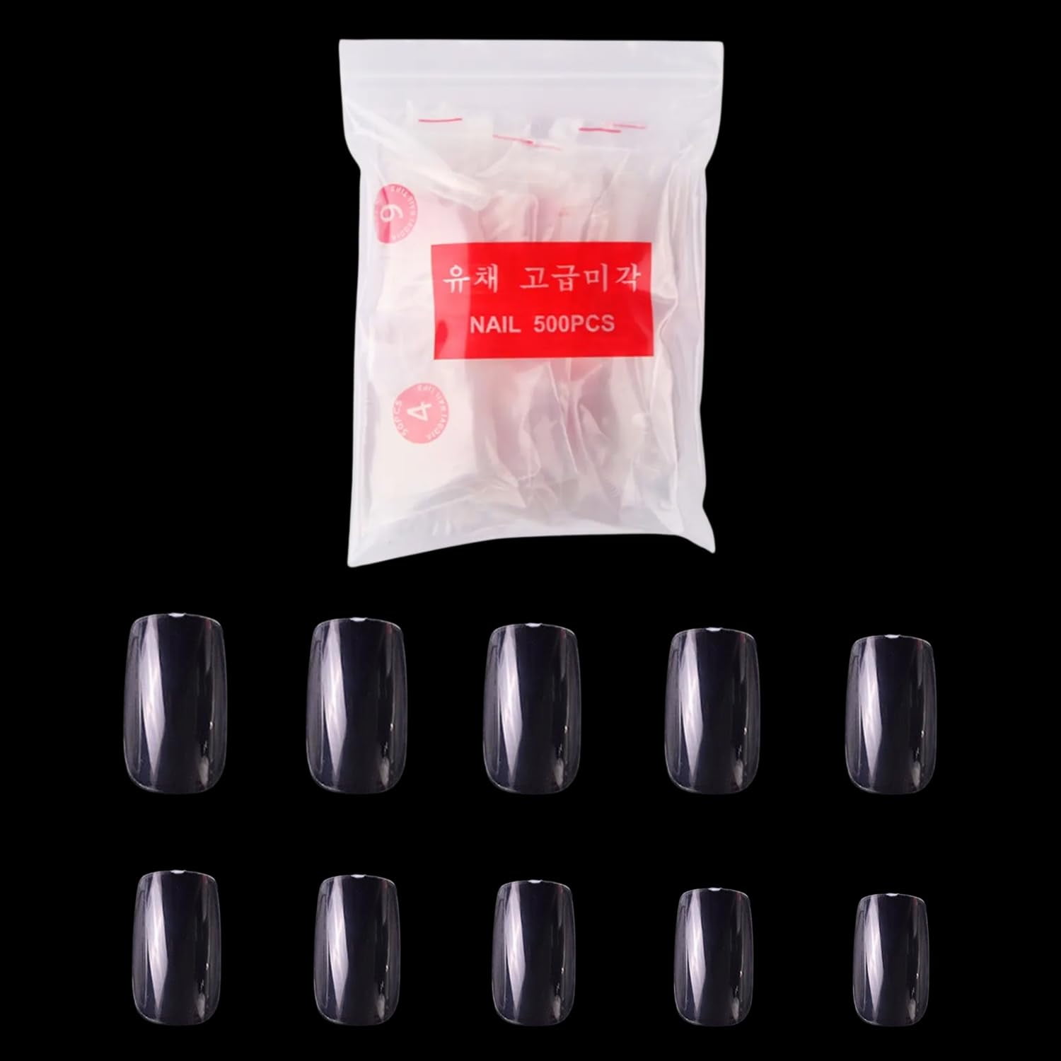 NYSA Transparent Square Artificial Nail 0 to 9 Sizes Tips Half Tip Nail ...