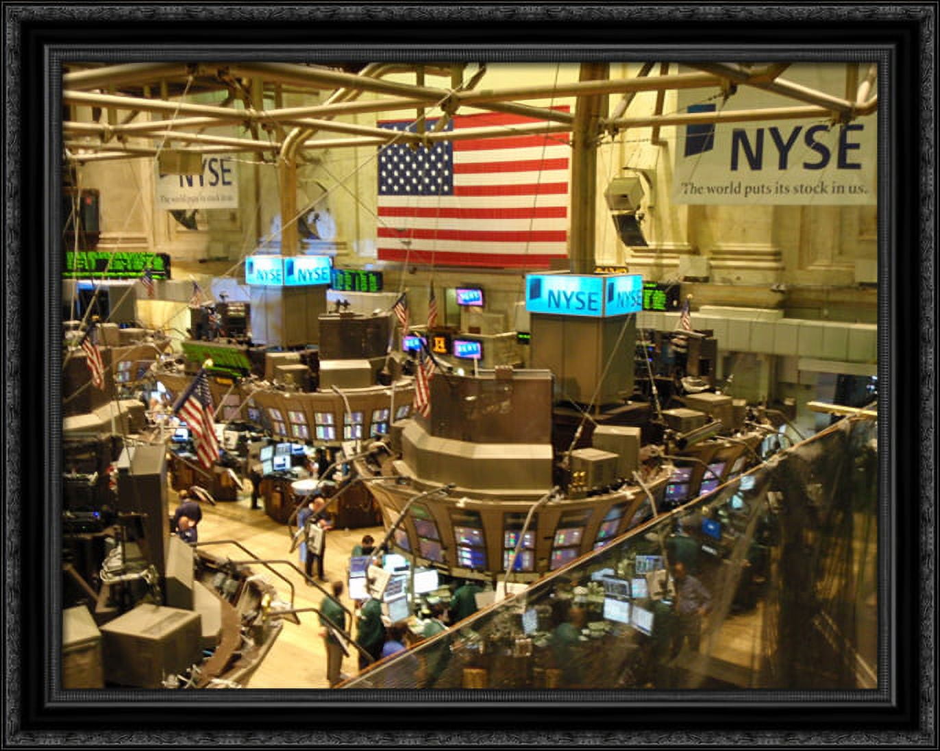NYSE New York Stock Exchange 36x28 Large Black Ornate Wood Framed ...