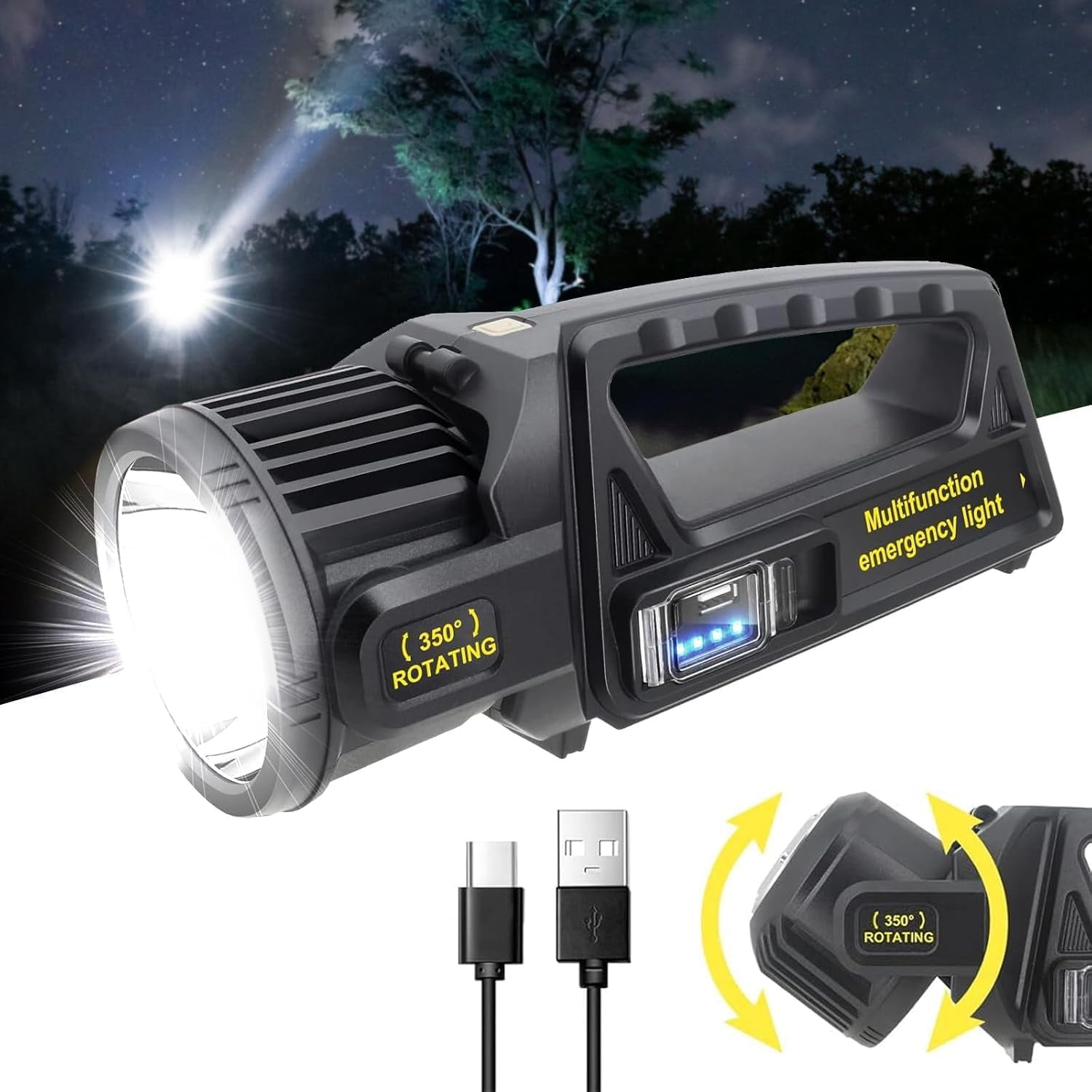 NYTRYD Rechargeable Torch 1000000 Lumens Powerful Spotlight Torch with ...