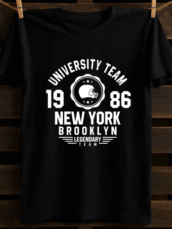 NYU 1986 Tee mens Exercise 180G 100% Cotton black Dumbbell basketball ...