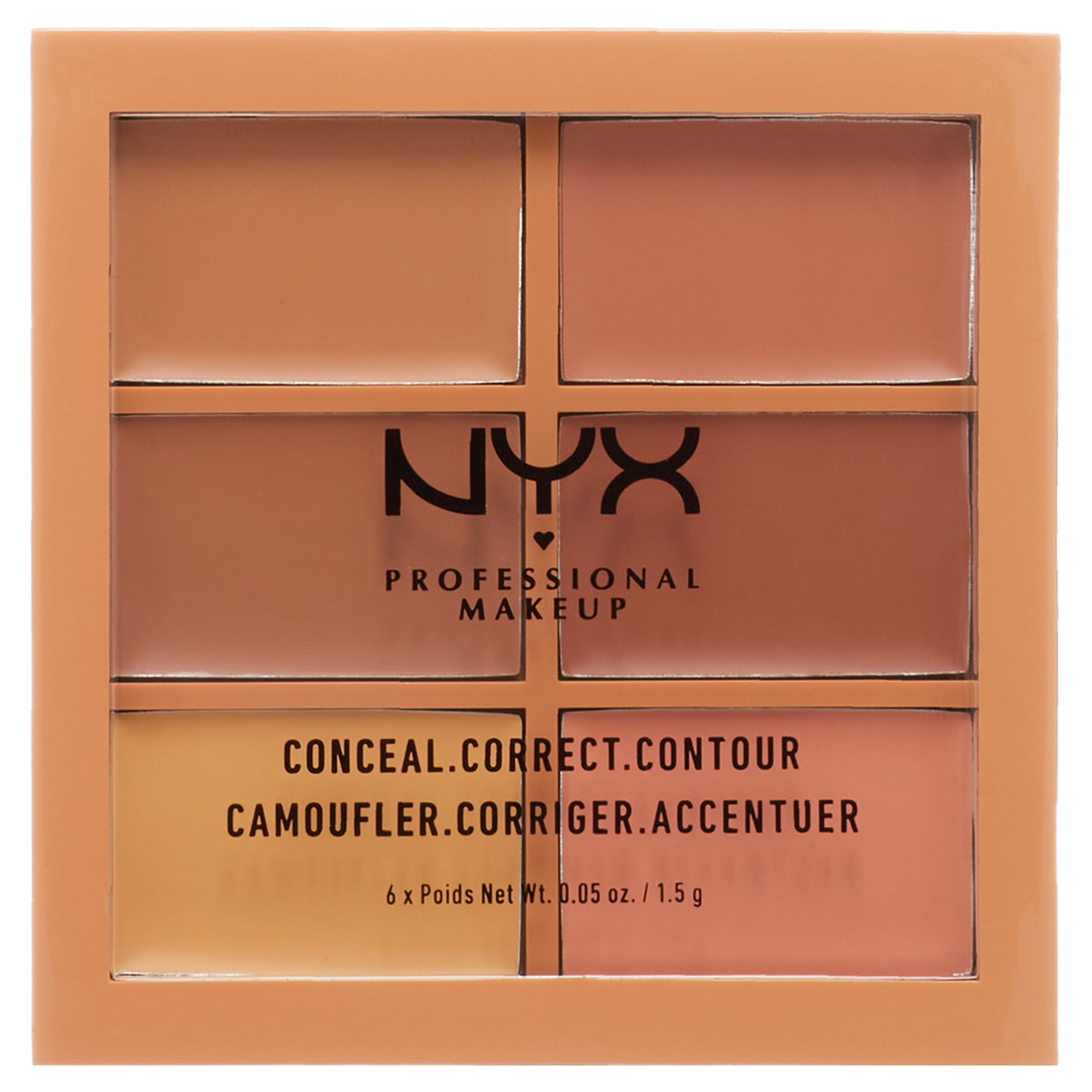 NYX Professional Makeup Conceal Correct Contour Palette, Medium, 6 ...
