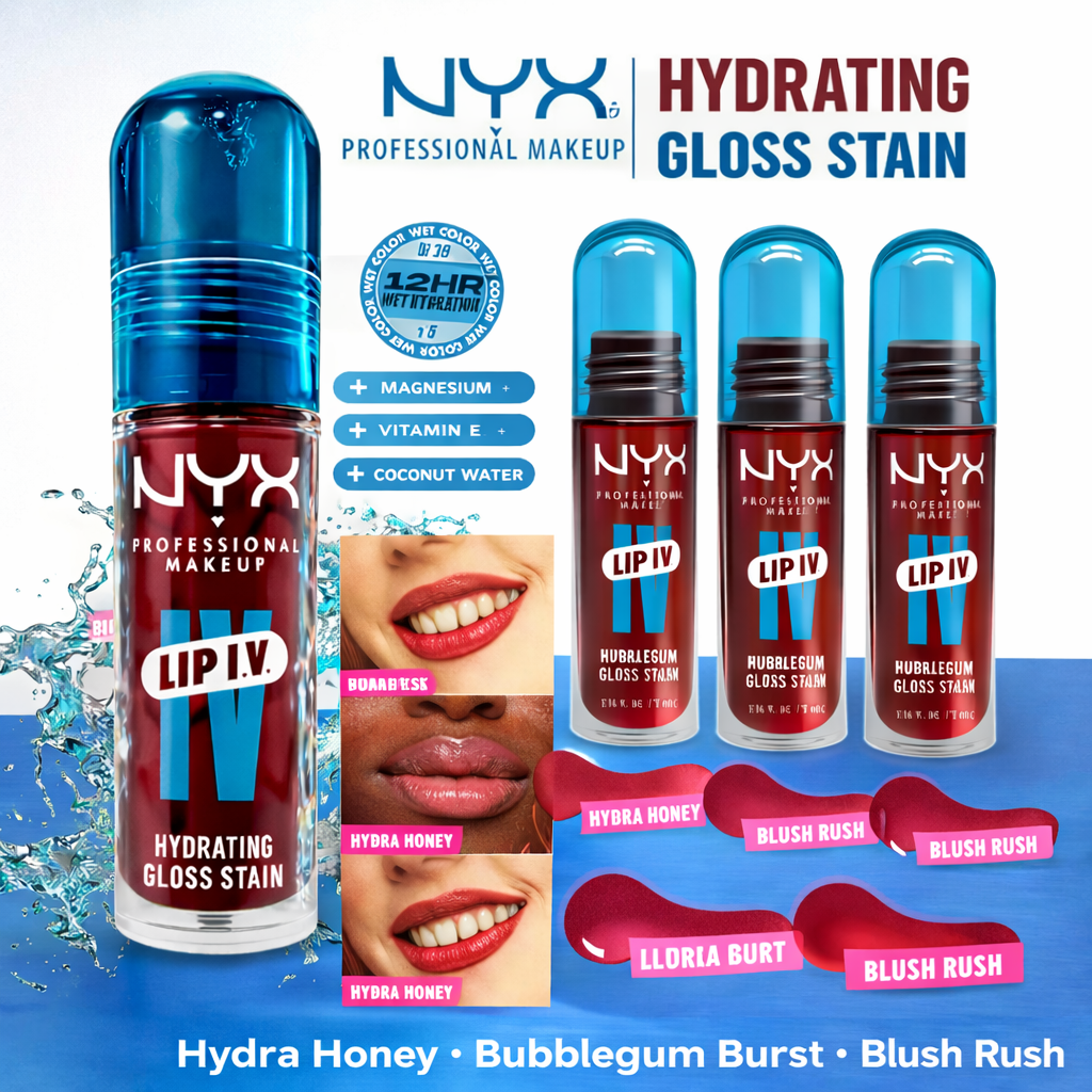 NYX Professional Makeup Lip I.V. Hydrating Gloss Stain, Vitamin-Infused ...