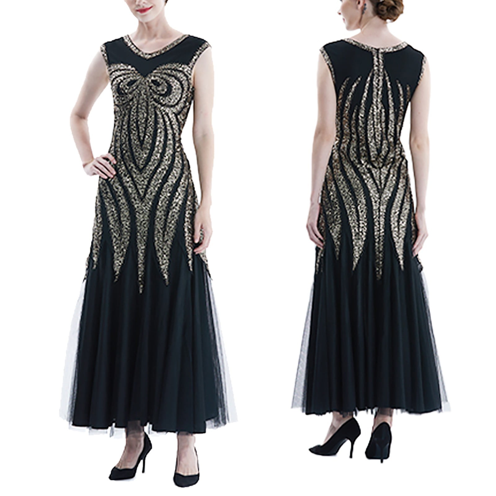 Nyyf Womens Vintage 1920s Sequin Beaded Tassels Party Night Flapper