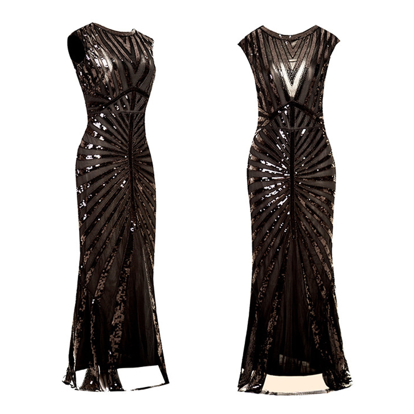 Nyyf Womens Vintage 1920s Sequin Beaded Tassels Party Night Hem
