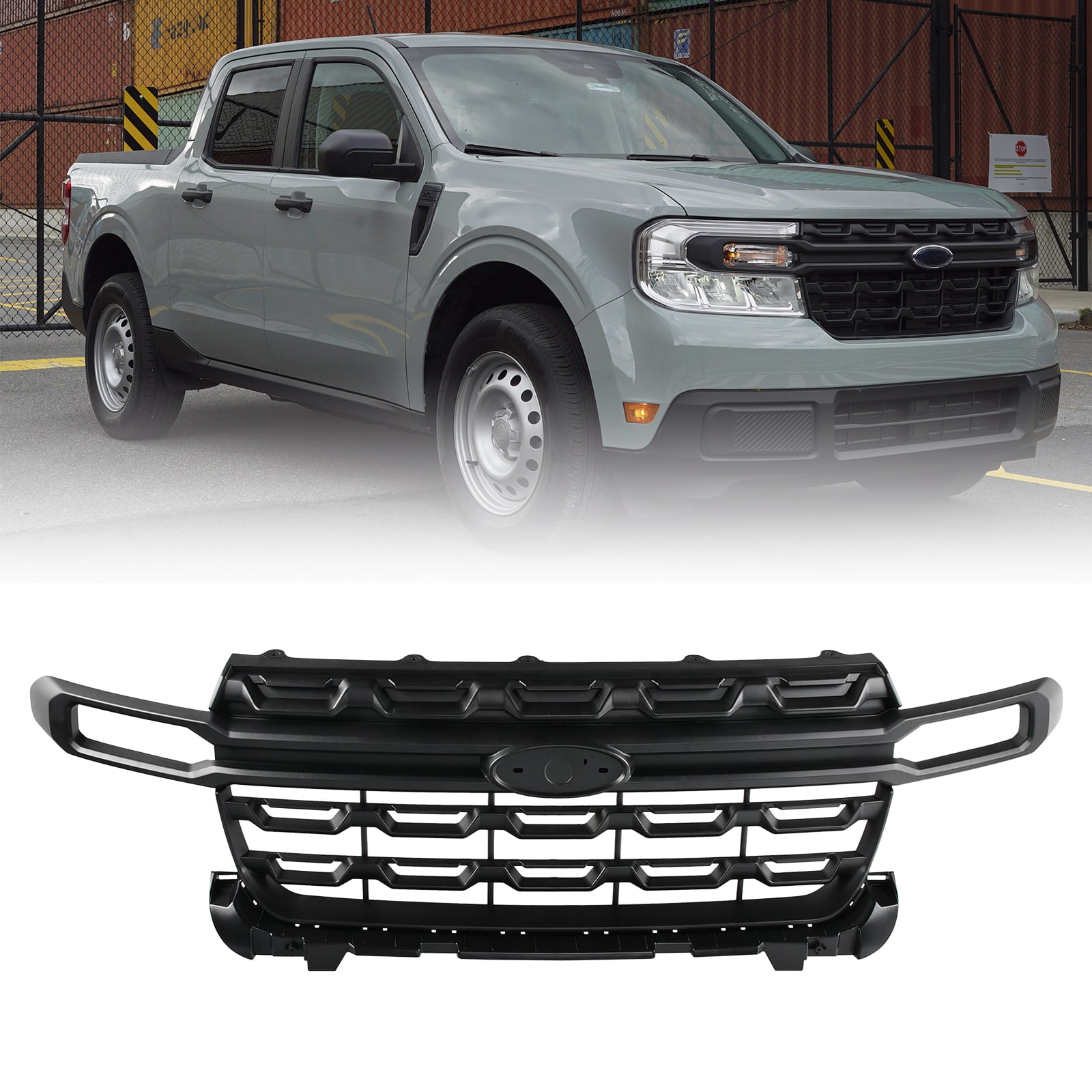 NZ6Z8200AA Matte Black Upper Front Grille Grill for 2022-2023 Ford ...