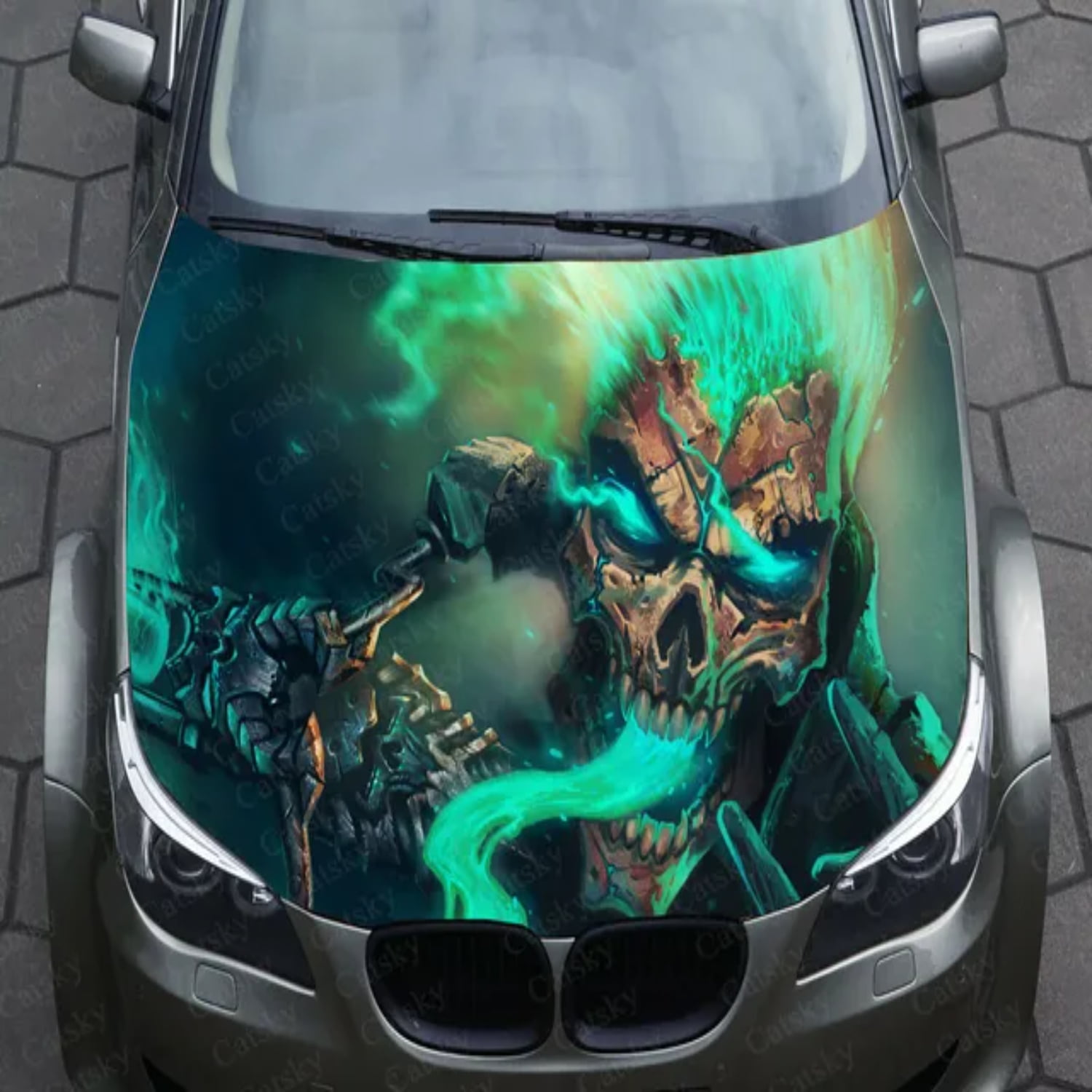 NZISNG Car hood decal skull wrap decal vinyl sticker graphic truck ...