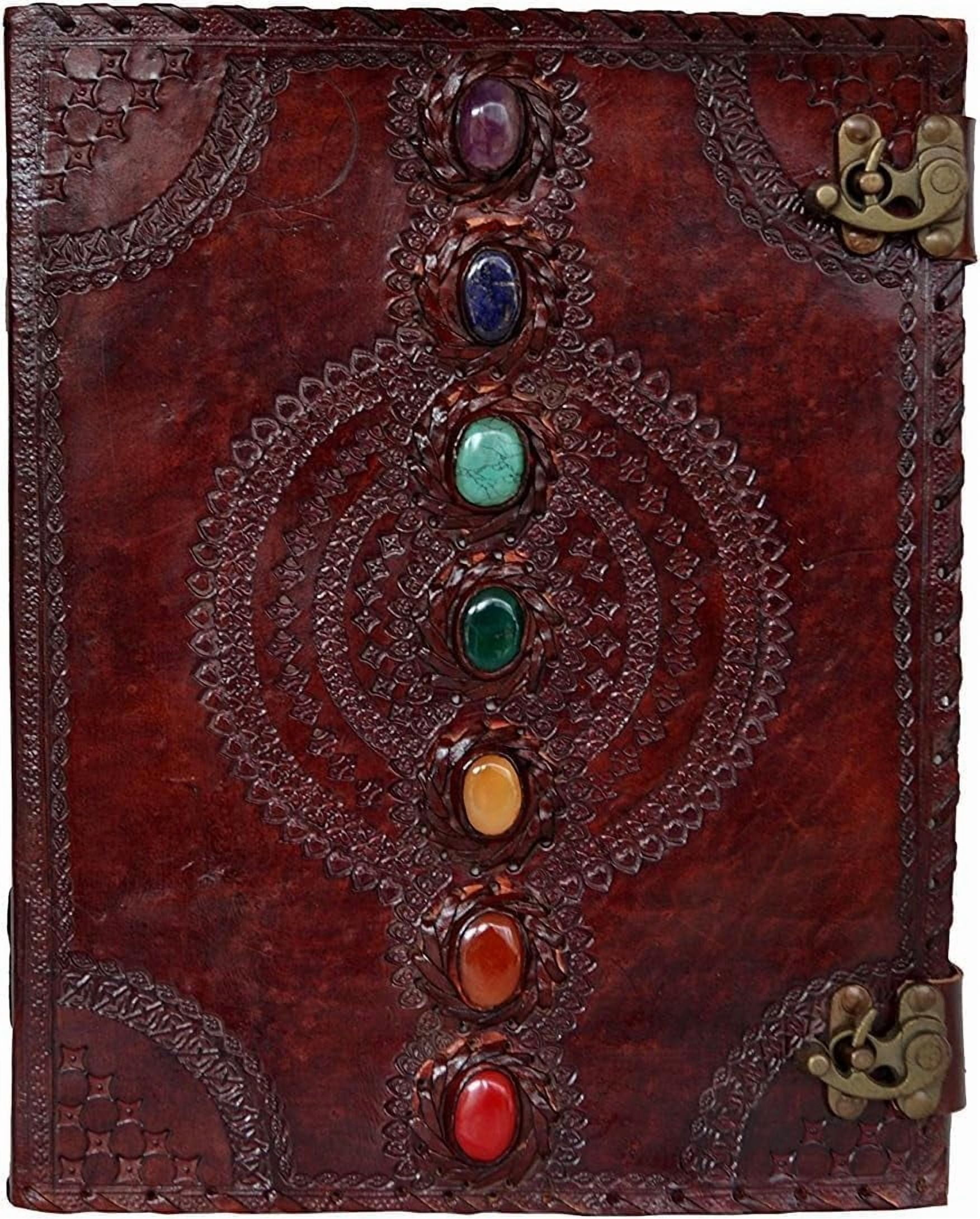 NZM Leather Journal Book Seven Chakra Medieval Stone Embossed Handmade ...