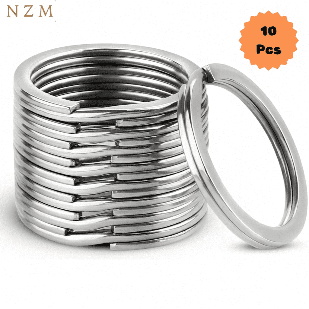 NZM Surgical and Marine Grade Stainless Steel Flat Key Ring Keychain ...