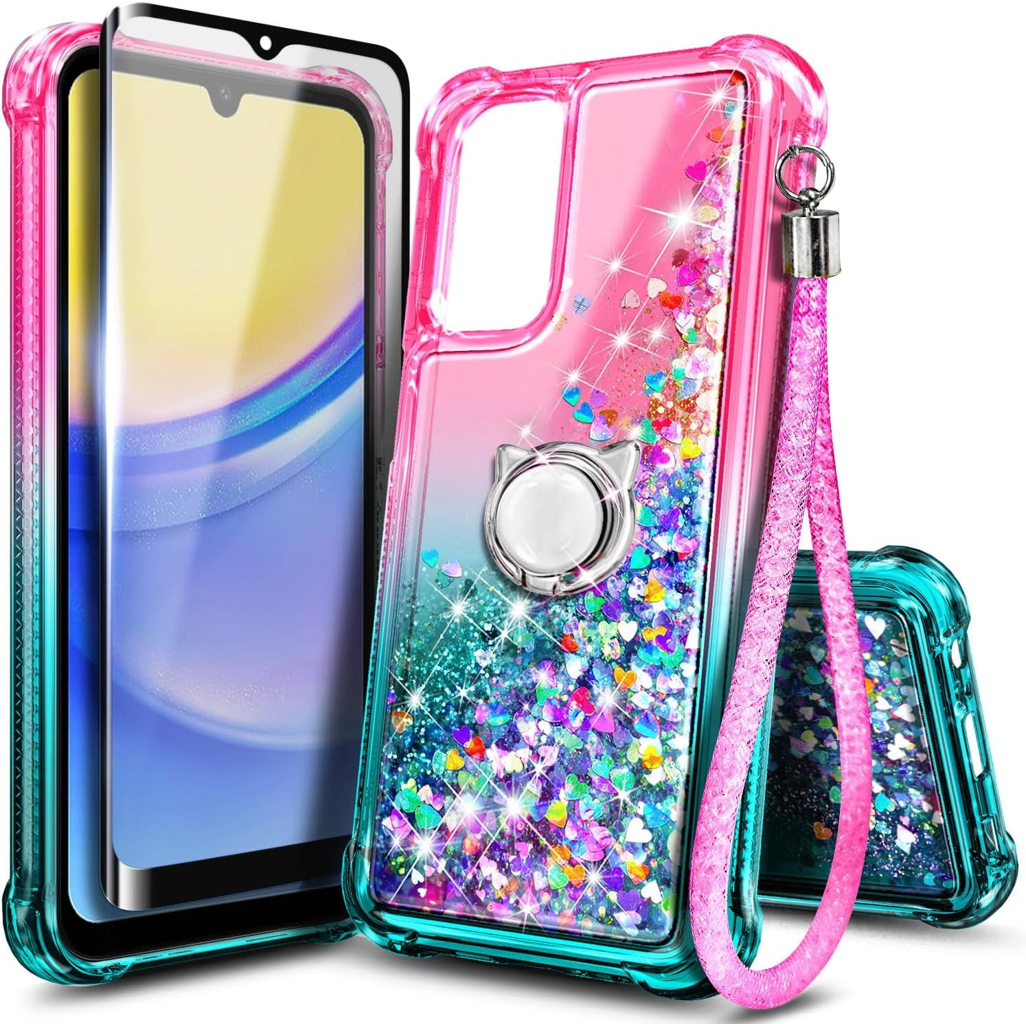 NZND Designed for Galaxy A15 Case, Samsung A15 4G/A15 5G Phone Case, Glitter Floating Liquid ...