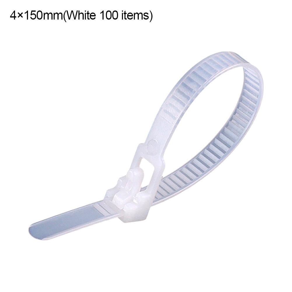 NZRUANE 100pc Cable Zip Ties Nylon Heavy Duty Releasable Reusable Wrap ...