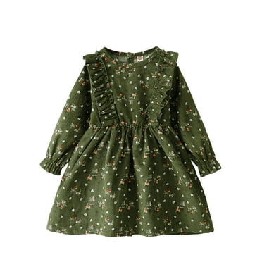 Modern Moments by Gerber Toddler Girl Dress with Neck Ruffle and ...