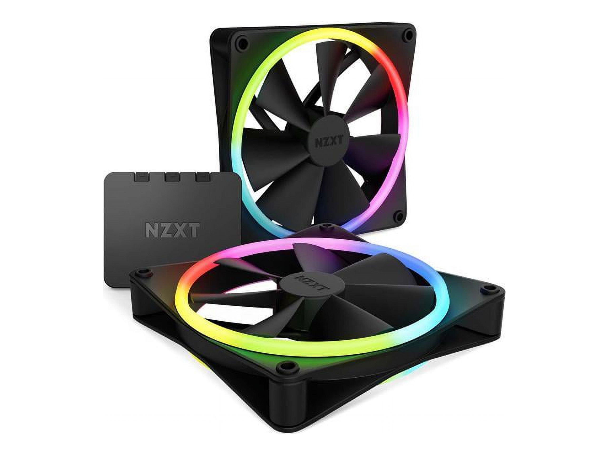 NZXT F140RGB Duo - 140mm Dual-sided RGB Fan - Twin Pack (Black) w/RGB ...