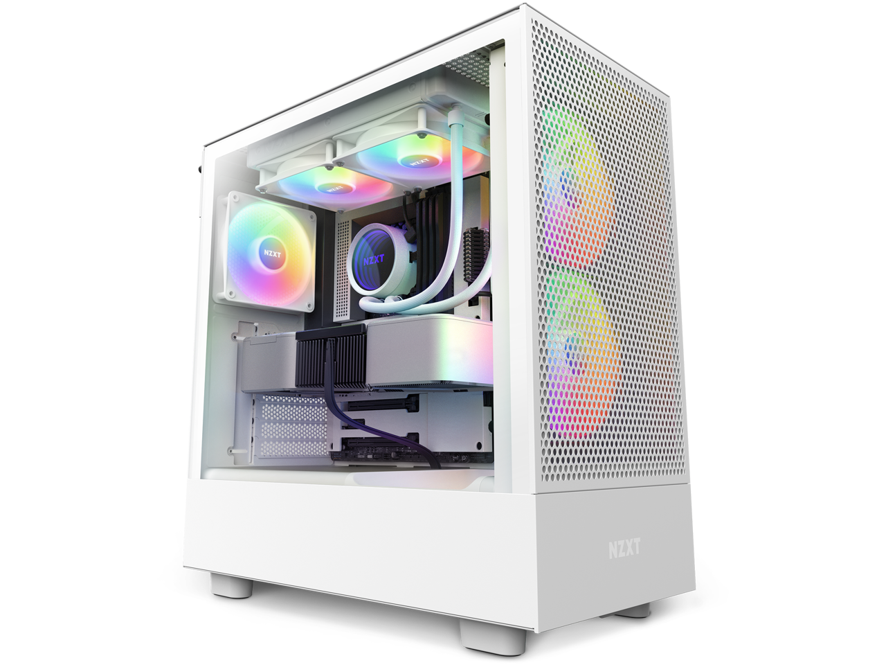 NZXT H Series H5 (2023) Gaming PC Case, Flow RGB Edition, ATX Mid Tower Chassis, White Color-CC ...