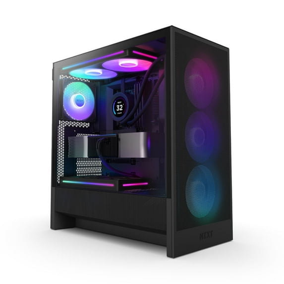 NZXT, PC Case, H5 Flow 2024 RGB Edition, ATX Mid Tower All Black ...