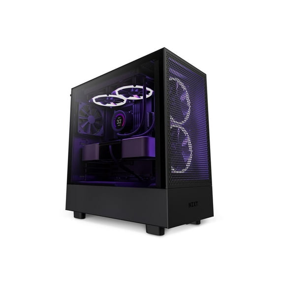 NZXT H5 Flow Black Tower PC Case - SGCC Steel & Tempered Glass for ATX ...