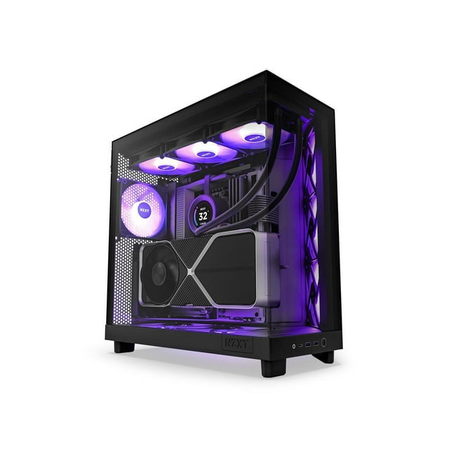 NZXT H6 FLOW RGB Compact Dual-Chamber Mid-Tower Airflow Case, Black, CC ...