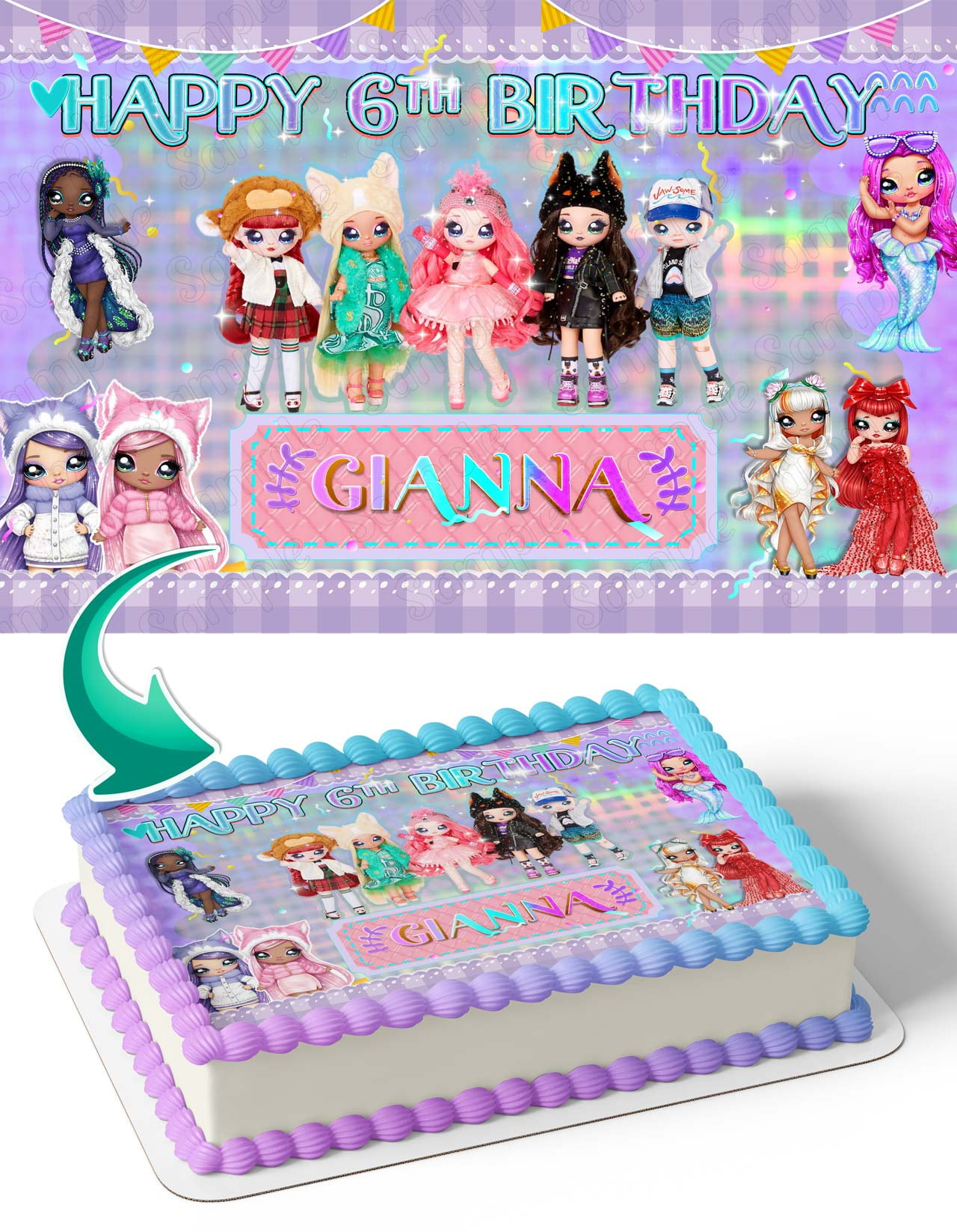 Na Na Na Surprise Edible Cake Image Topper Birthday Cake Banner 1/4 ...