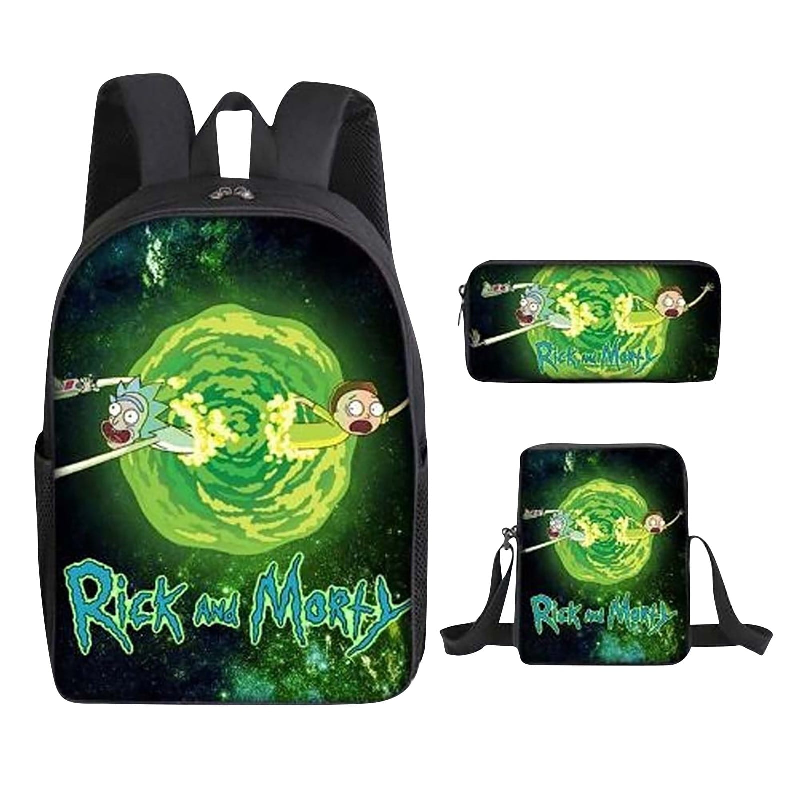 NaNaBag Hiking Master Rick and Morty Backpack 3PC, Large Capacity ...