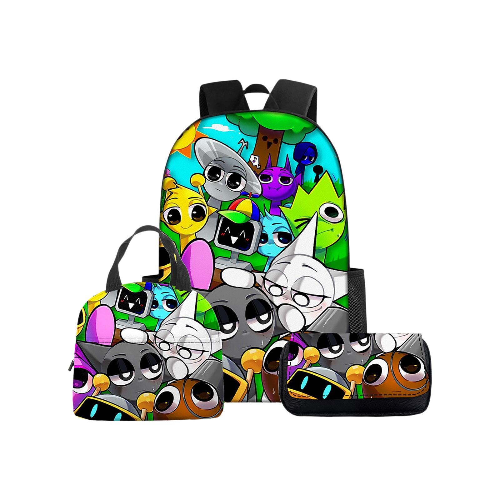 NaNaBag Sprunki Backpack Set 3PCS, Large Travel & School Bookbag Collection, Waterproof ...