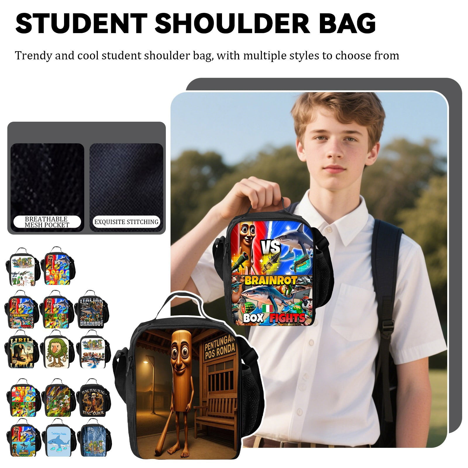 NaNaBag Urban Scholar Tralalero Tralala Book Bag Set, Durable School Backpack for Travel ...