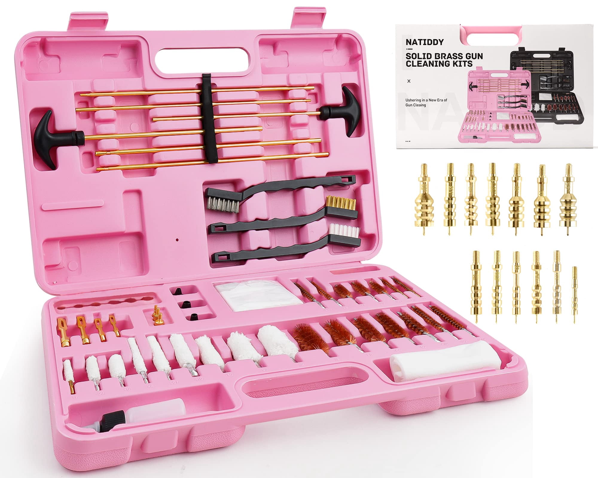NaTiddy 110 Pieces Deluxe Universal Gun Cleaning Kit, for Hand Guns ...