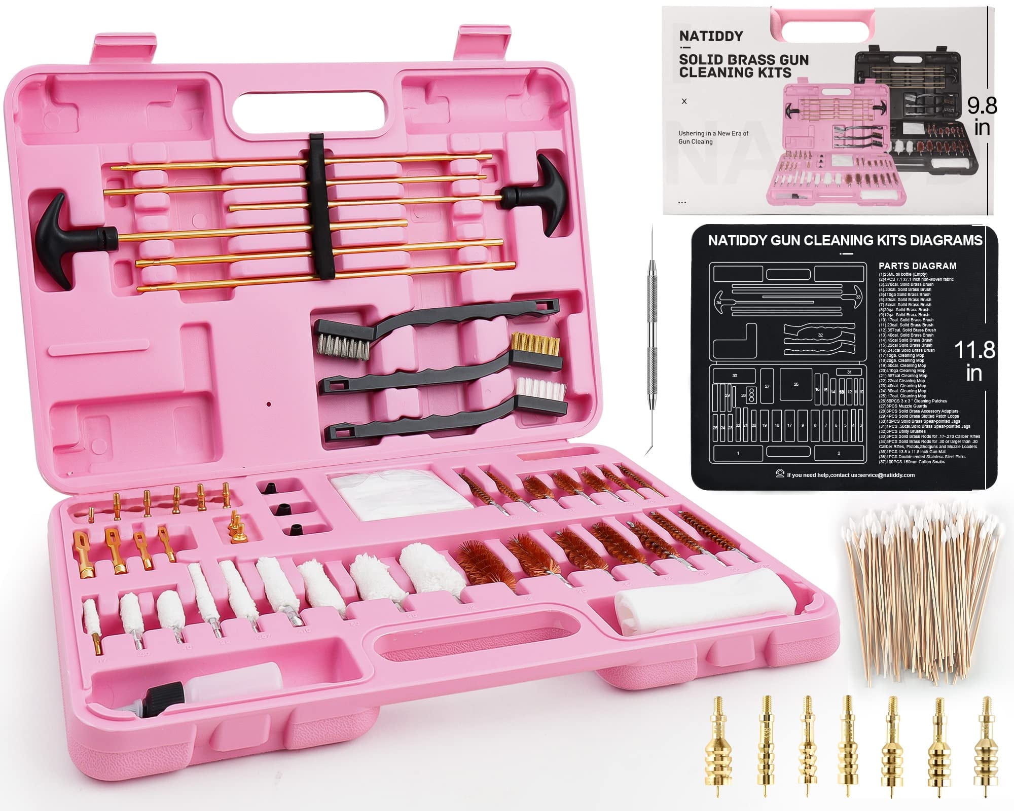 NaTiddy 212 Pieces Deluxe Universal Gun Cleaning Kit, for Hand Guns ...
