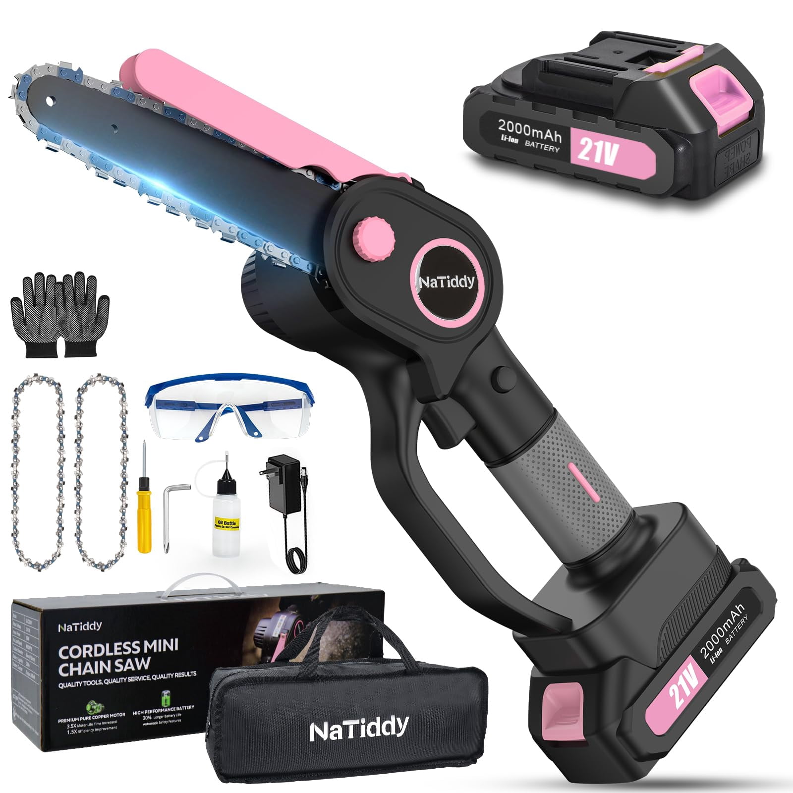NaTiddy 6 inch Mini Chainsaw, Chain Length 6" Chainsaw with ...