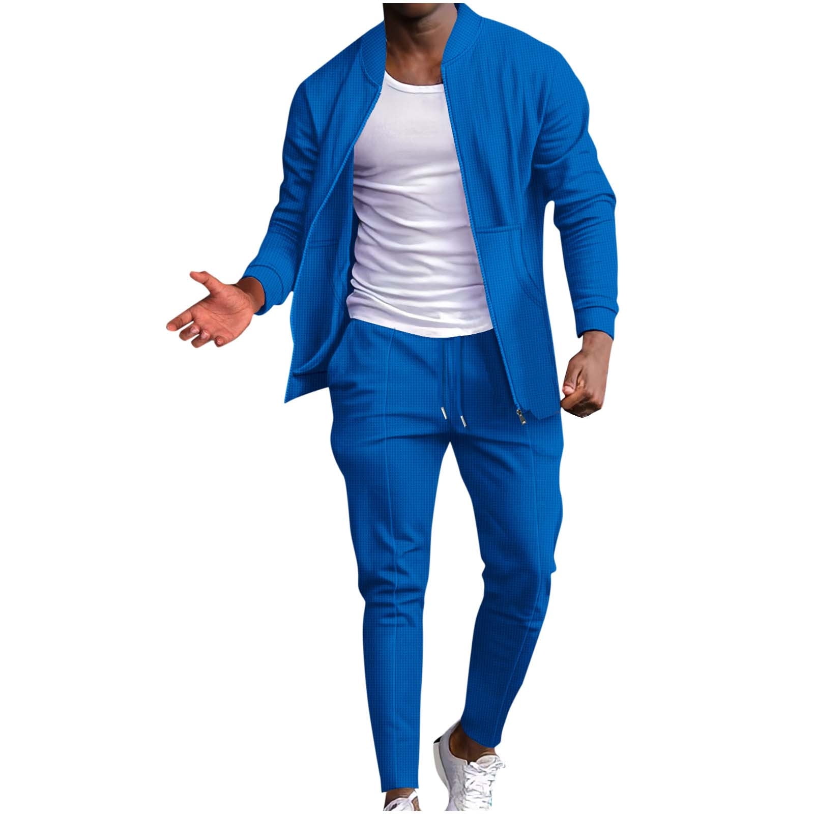 NaWent Clearance Men's Tracksuits Waffle Sweatsuits for Men Set Track ...