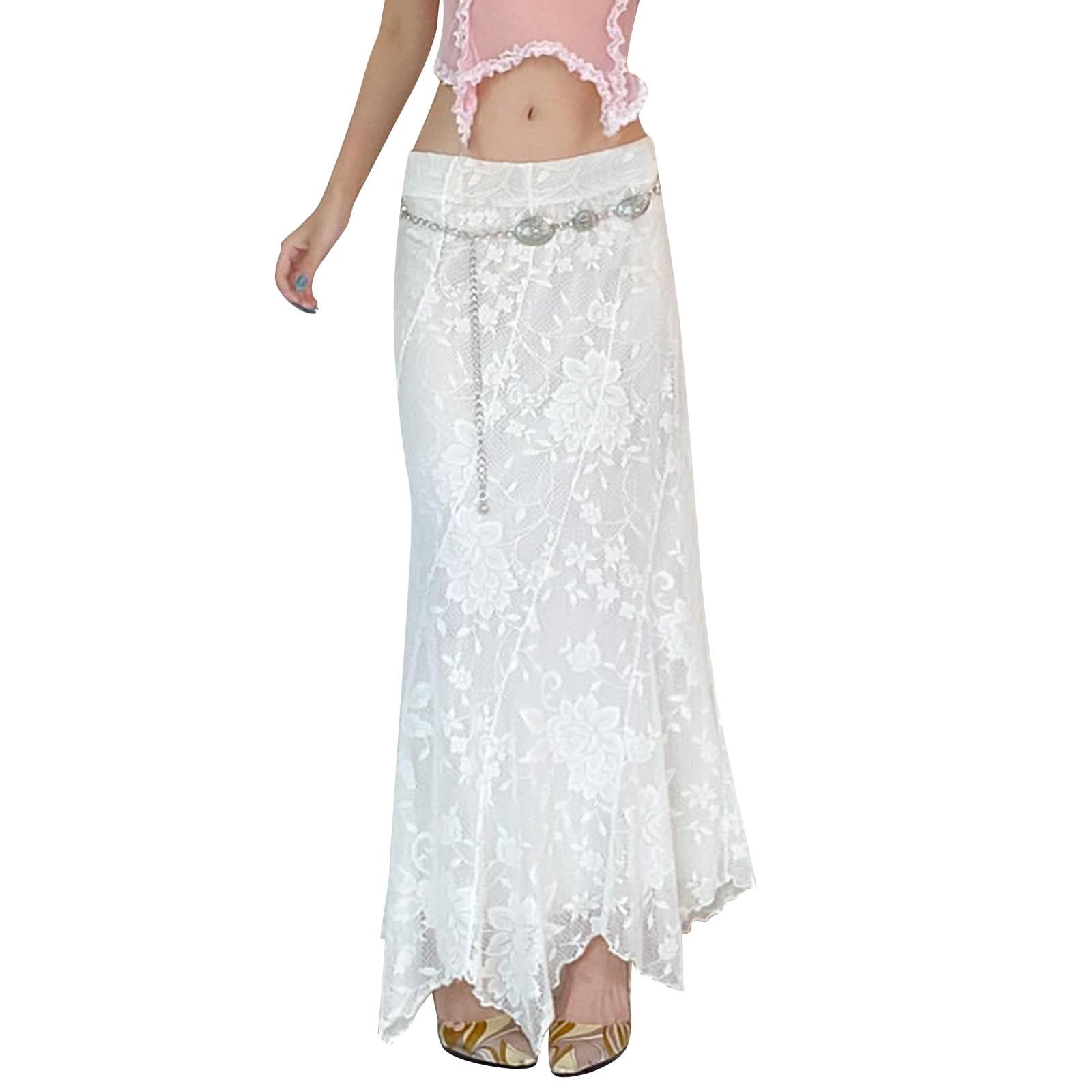 NaWent Clearance Women's Skirt Mesh Long Vacation Wind Leaf High Slit ...