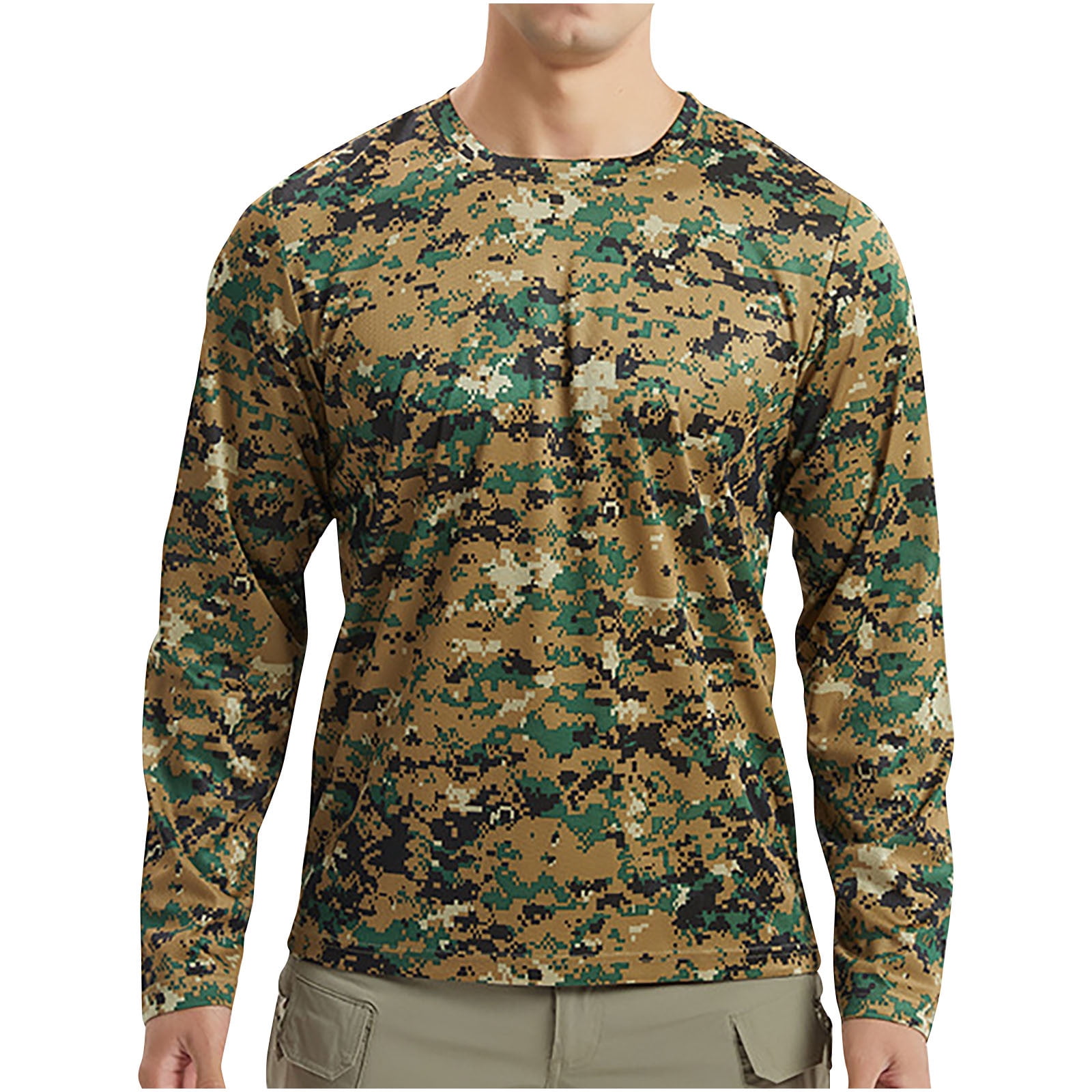 NaWent Long Sleeve Camo T-Shirt for Men Military Camouflage Athletic ...