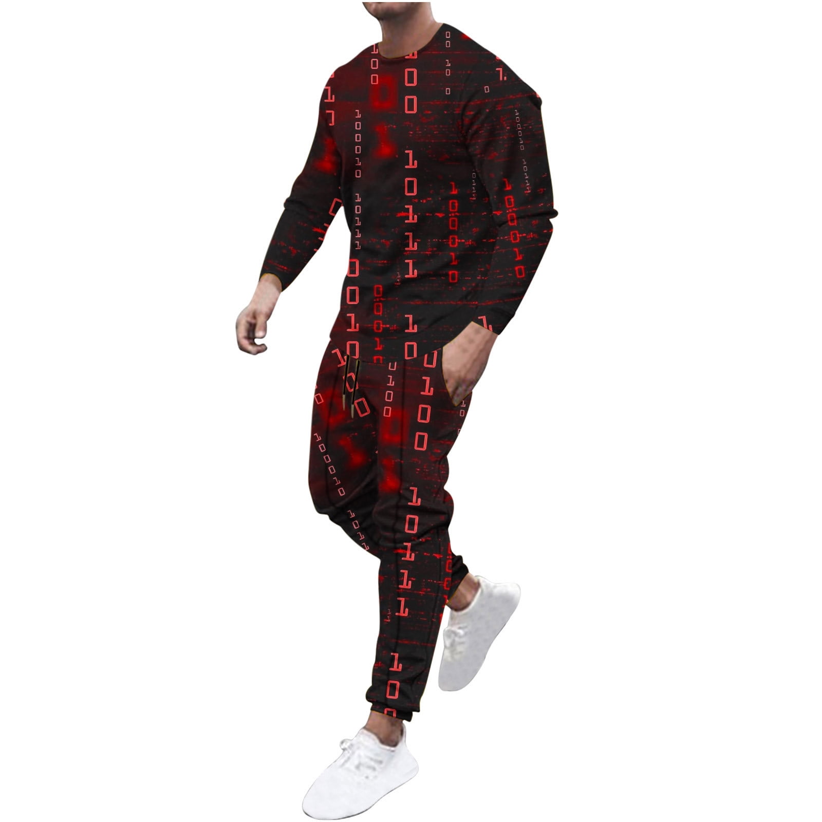 NaWent Men's 3D Graphic Outfits 2 Piece Tracksuits Long Sleeve T-Shirts ...
