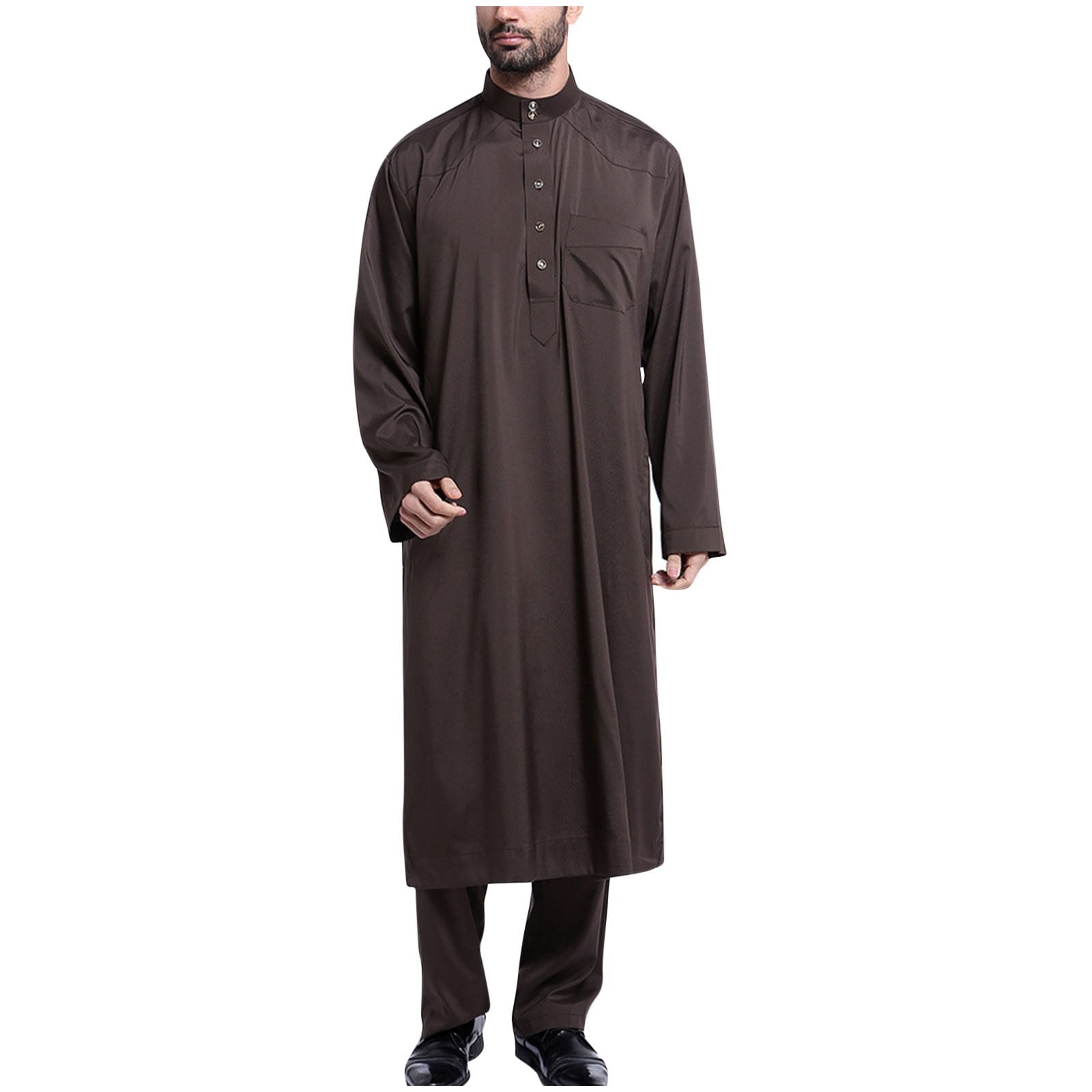 NaWent Open Front Muslim Clothes for Men Long Sleeve Islam Middle East ...