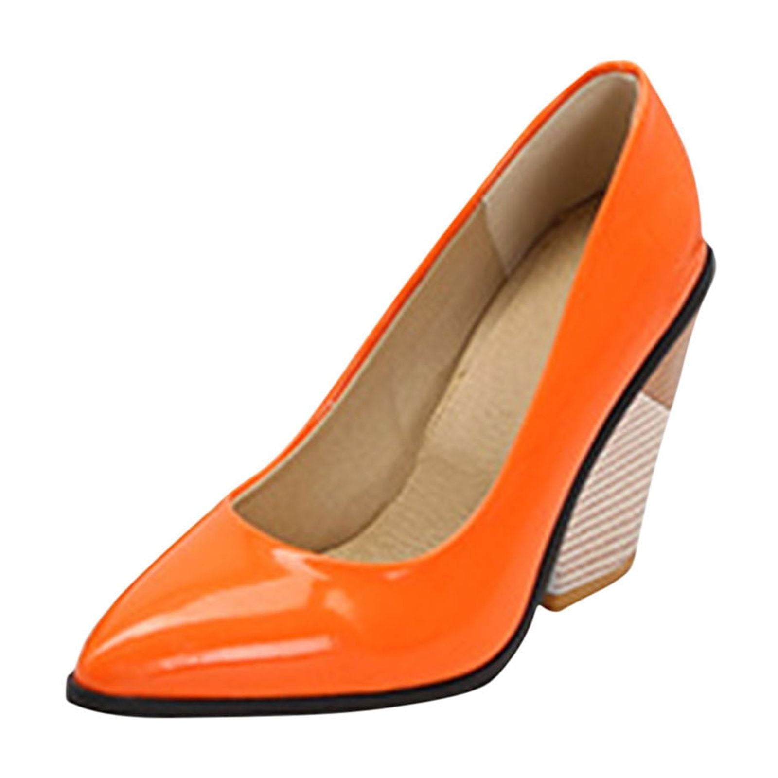 NaWent Women's IN4 Chunky-HI Block High Heels Closed Pointed Toe Pumps ...