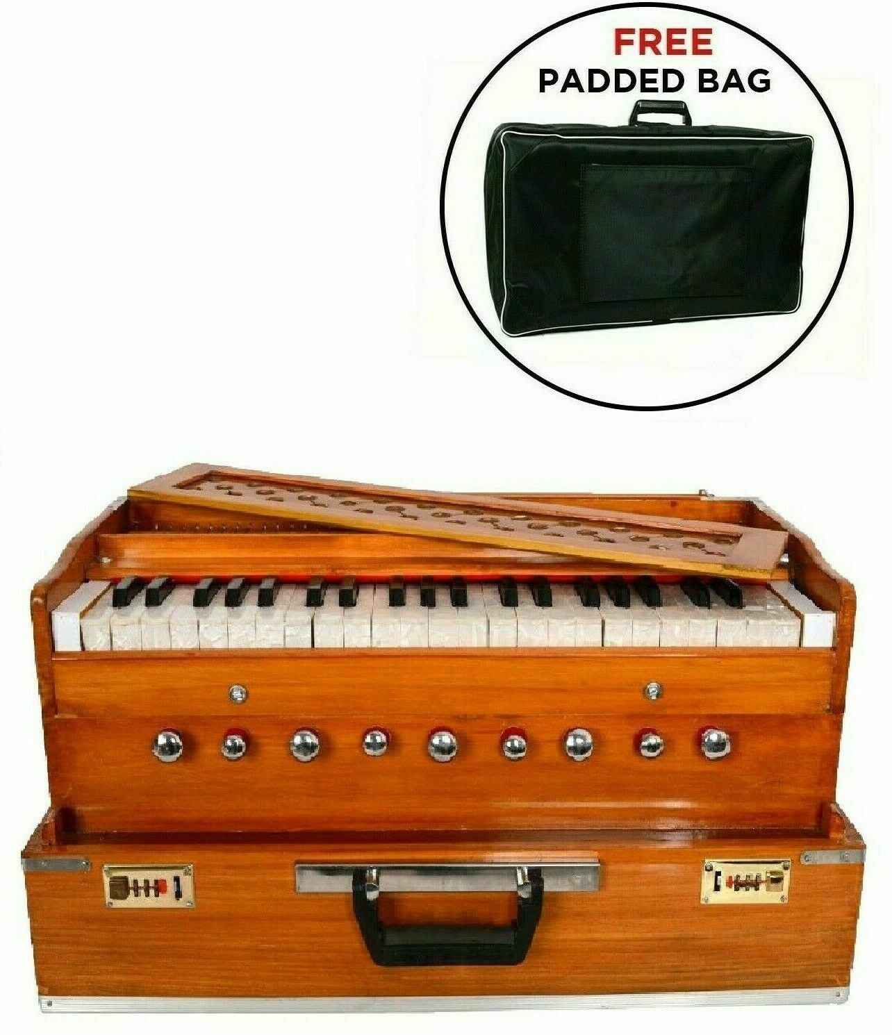 Naad Musical Instrument Portable 3.5 Octave 9 Stopper Harmonium Baja ...
