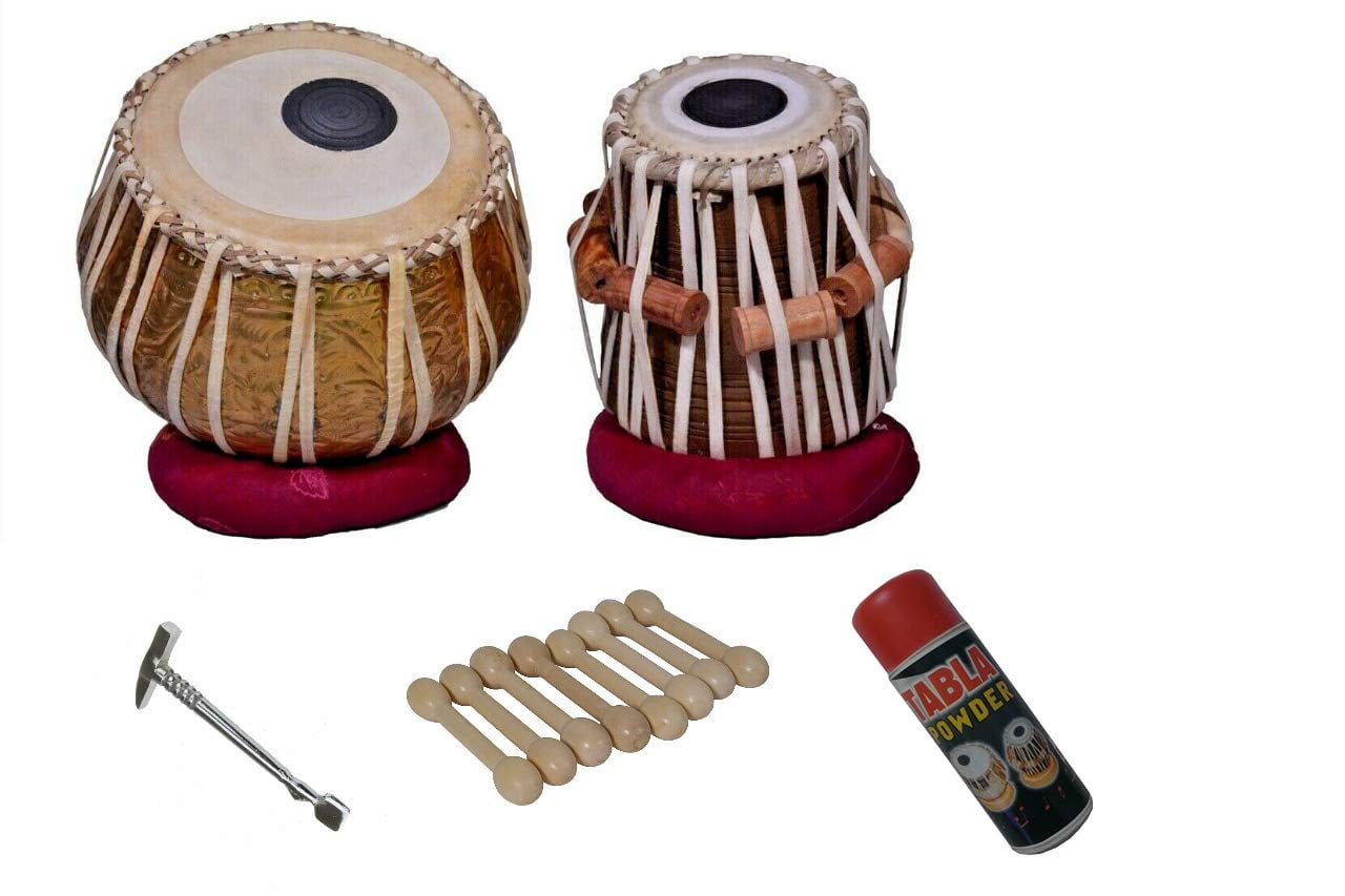 Naad NS-57 Brass Tabla Set Relief Design Mango Wood Philippines | Ubuy