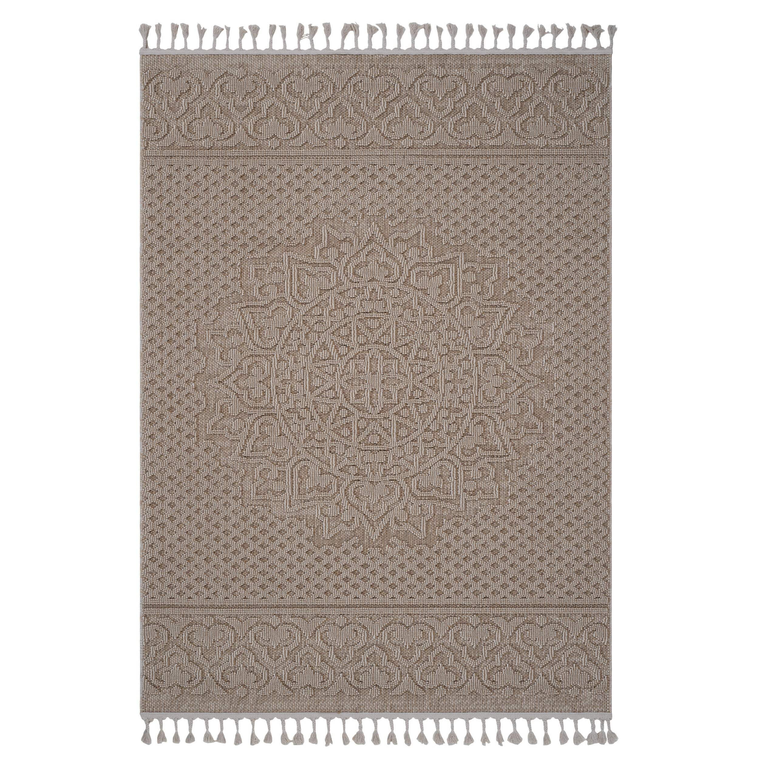 Naar Guros Collection 4X6 Beige Medallion Indoor Outdoor Area Rug Beige ...