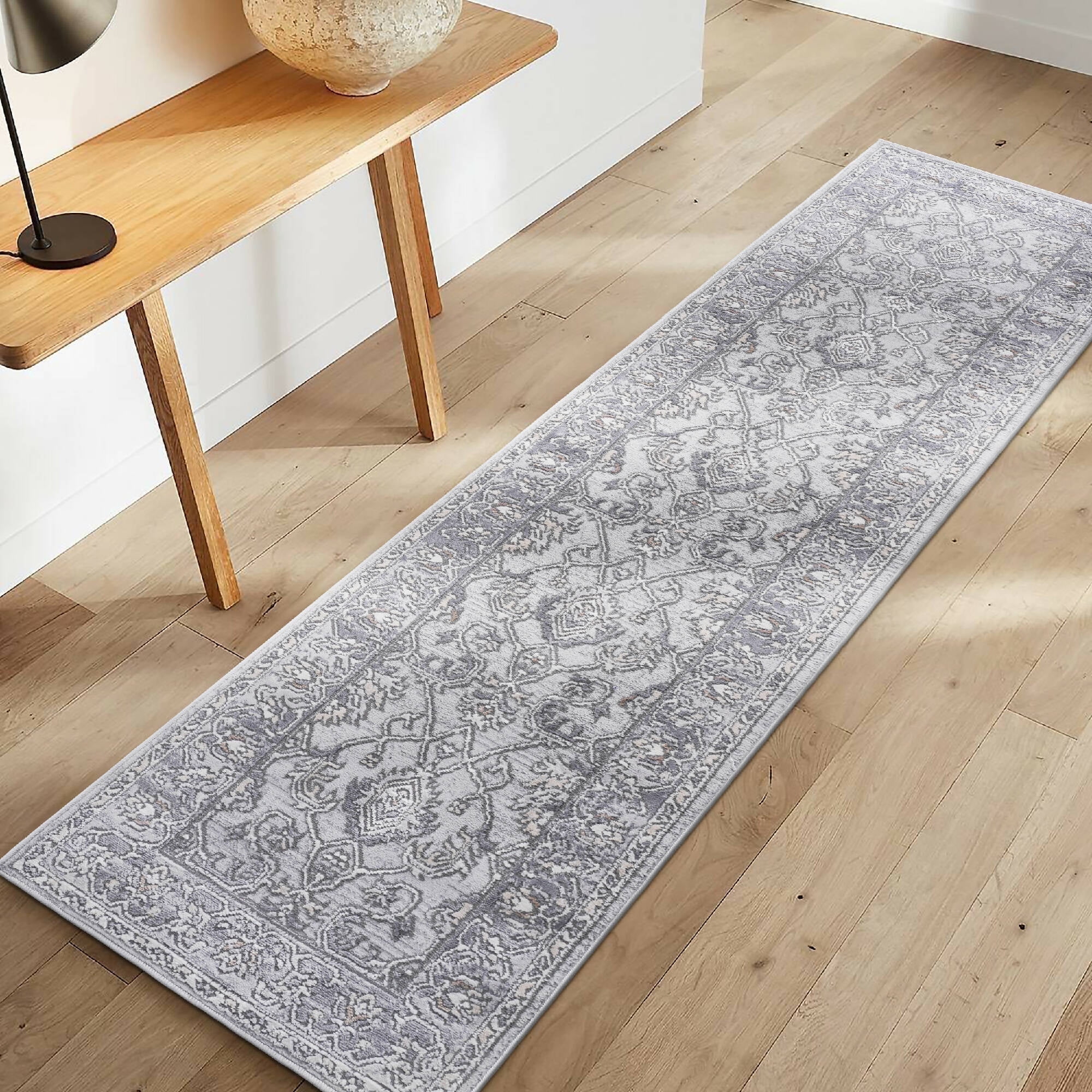 Naar Marfi 2X8 Area Rug, Ivory/Grey Oriental, Non-Slip and Non-Shedding ...