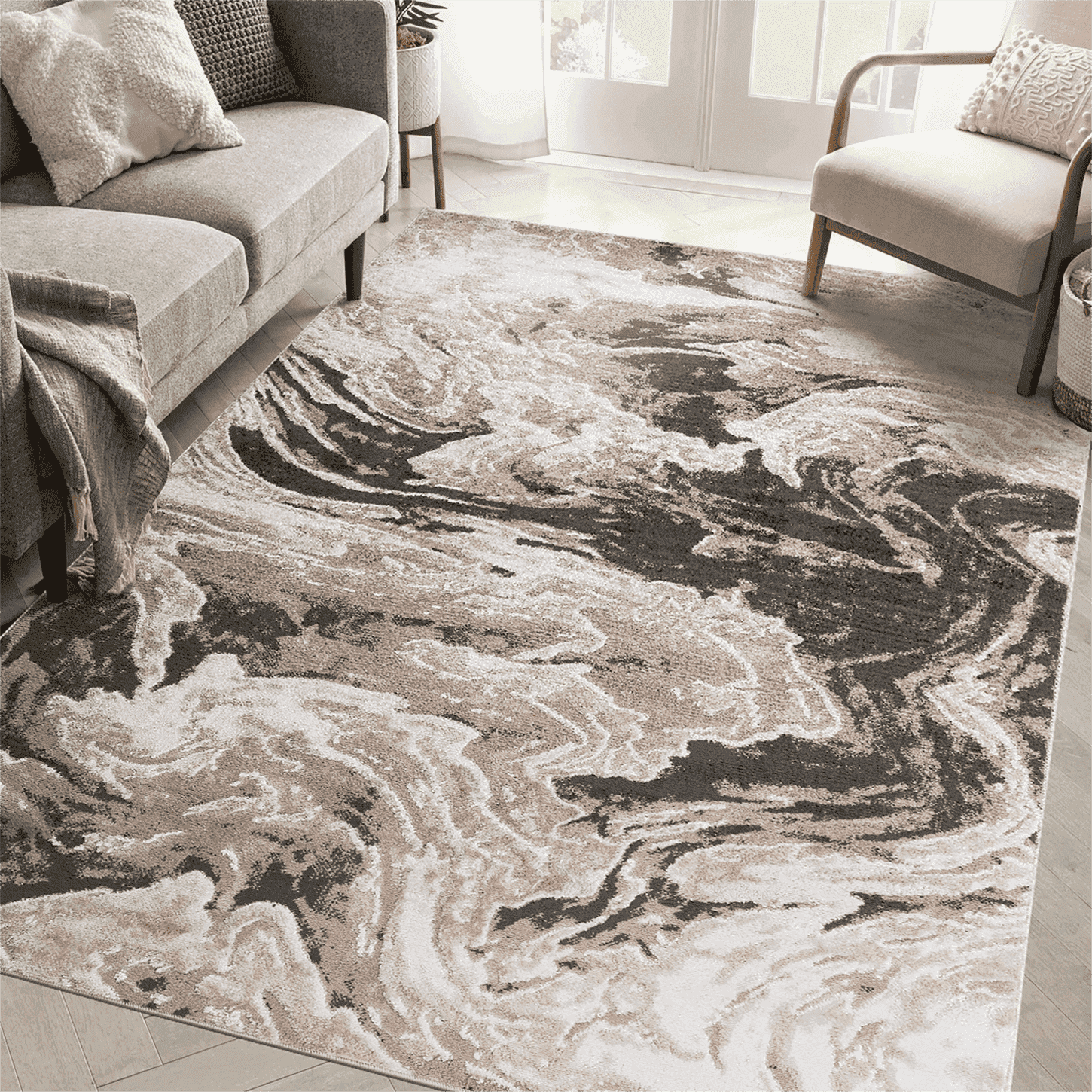 Naar Payas 5X7 Area Rug, Brown/Abstract Power Loom Crafted Area Rugs ...