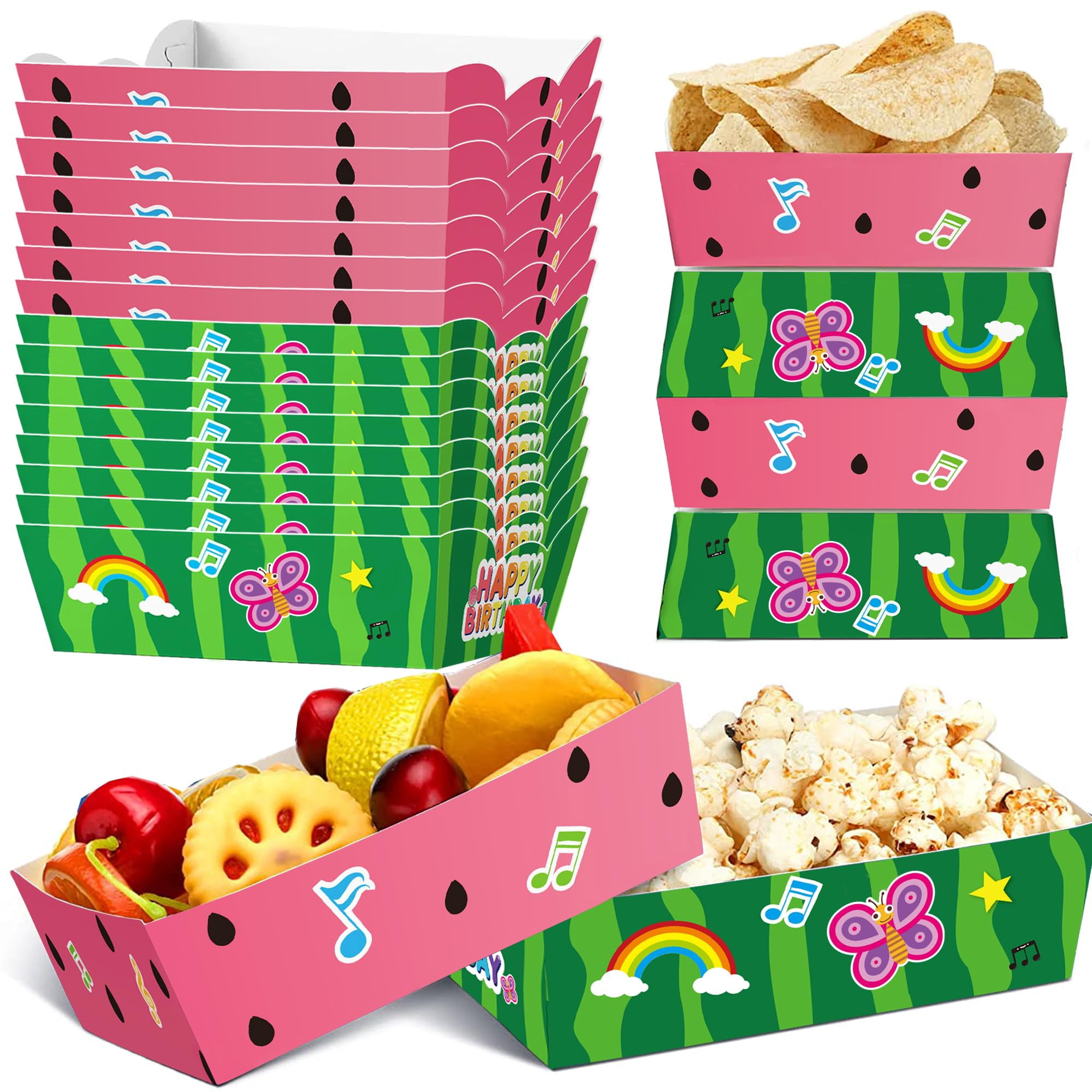 Nabenkalu Cartoon Melon Paper Food Trays 24pcs Watermelon Snack bowl ...