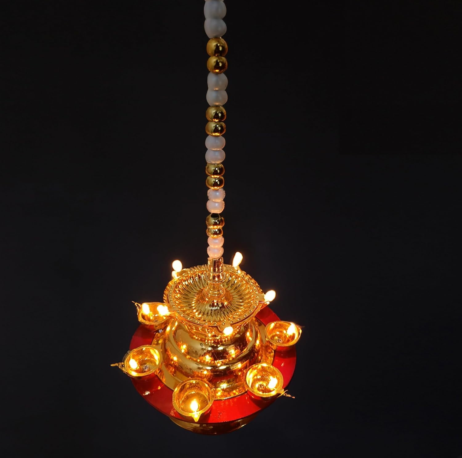 Nabhya 12 Deep Hanging 2 Layer Electric Diya Deepak Light Pooja Diya LED Light Mandir Diya for ...