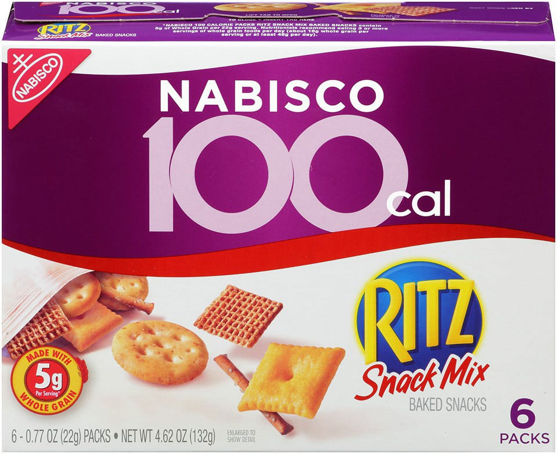 Nabisco 100 Cal Ritz Snack Mix Baked Snacks, 0.77 Oz., 6 Count ...