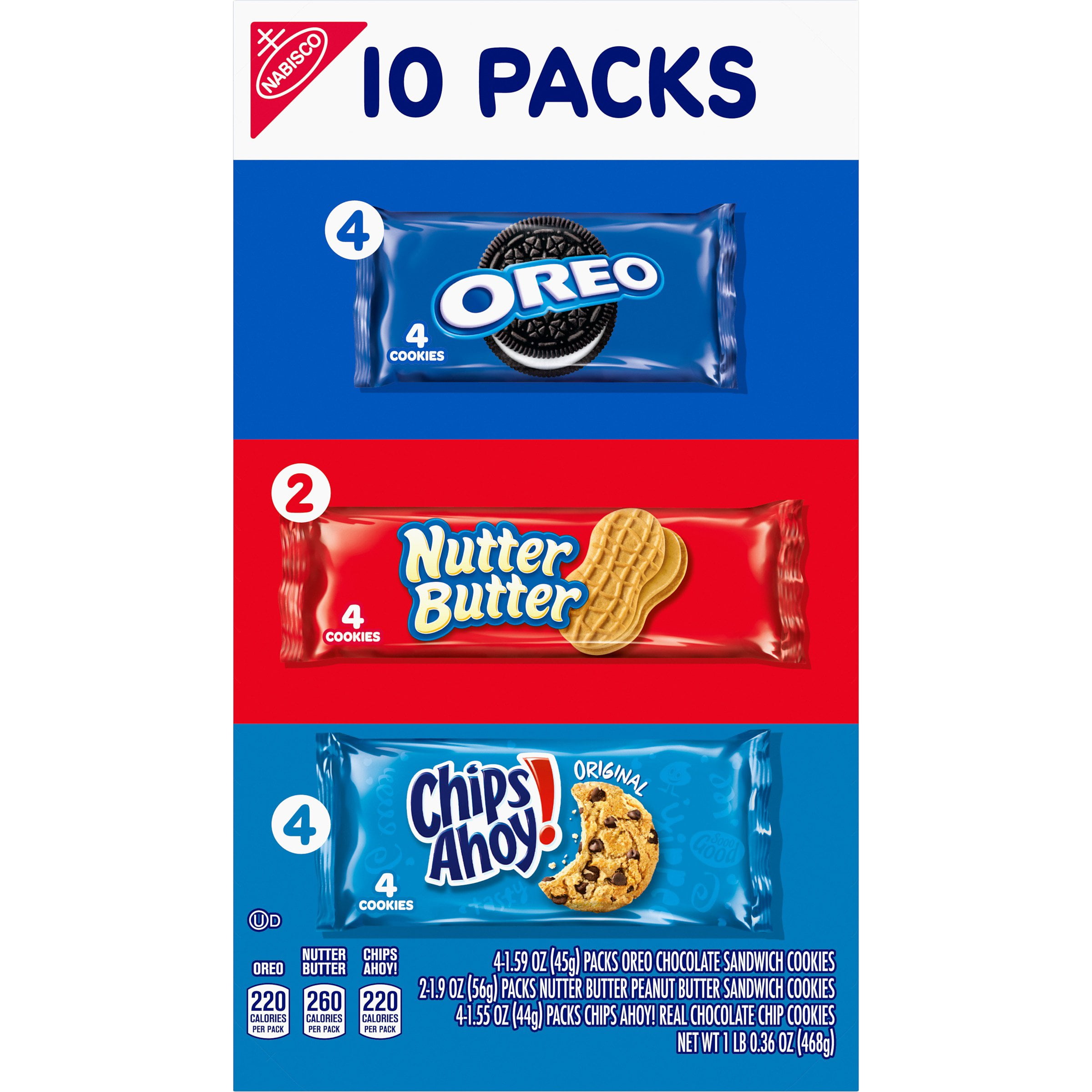 Nabisco Cookie Variety Pack - OREO, Nutter Butter & Chips Ahoy!, 10 ct ...